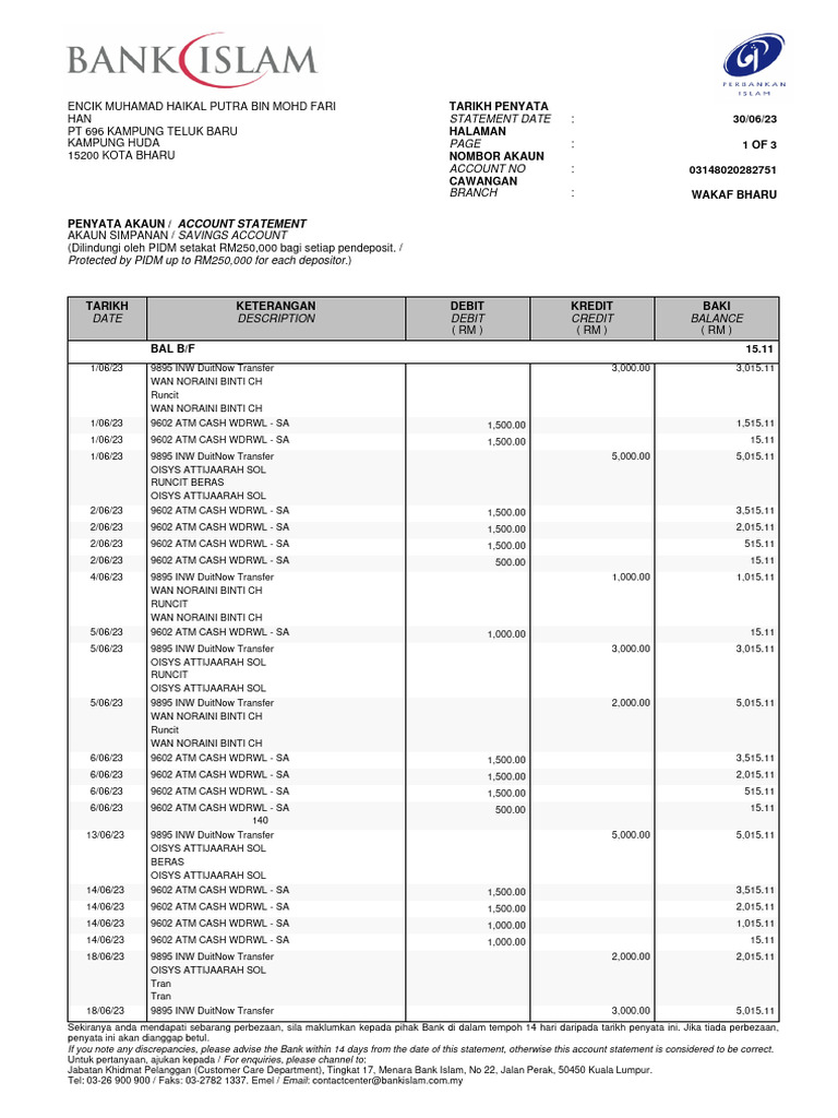 Estatement-202306 20230815193212 | PDF | Banking | Retail Financial Services