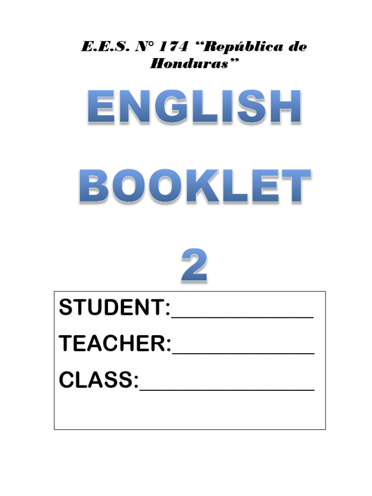 Cuadernillo Inglés 2do Año 2024 | PDF | Lunch