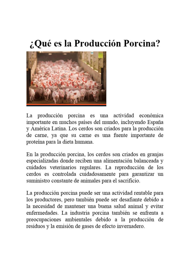 Producción Porcina: Origen y Sistemas | PDF | Cerdo | Alimentos