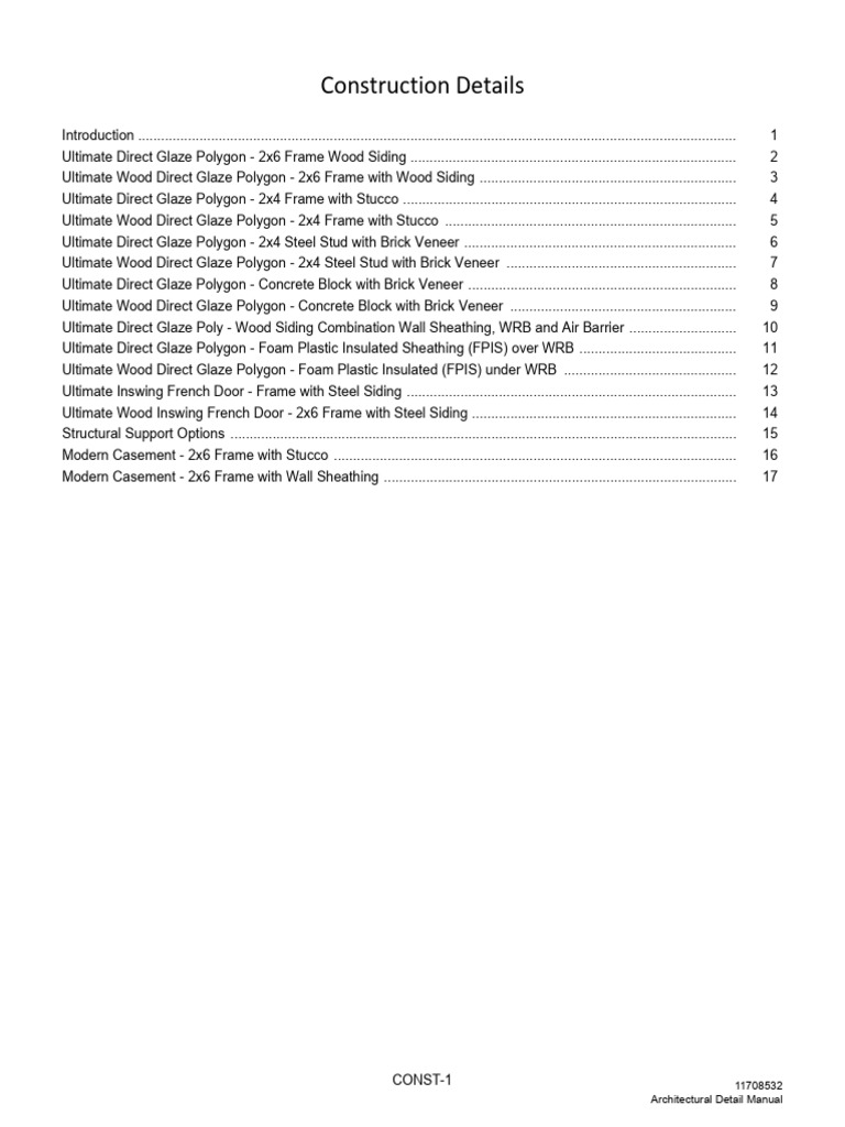 ADM Marvin Construction Details | PDF | Framing (Construction) | Wall