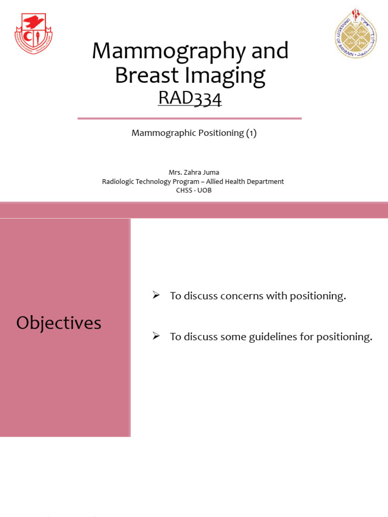 Mammography Positioning Guidelines | PDF | Mammography | Breast Cancer