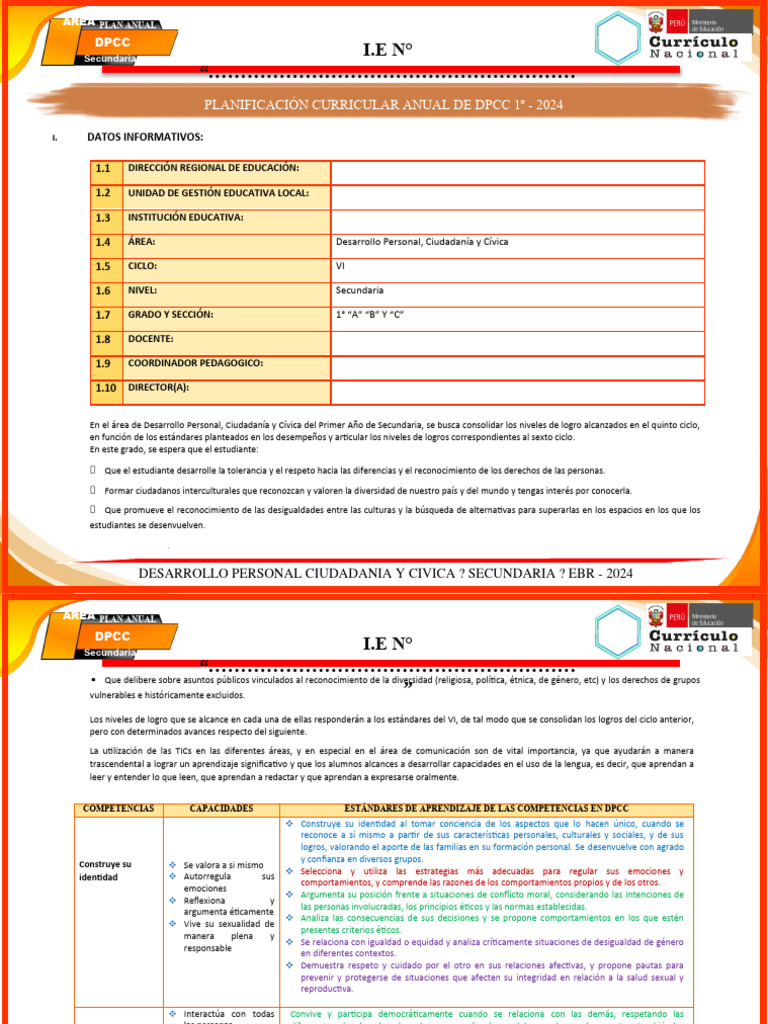 Plan Anual DPCC Secundaria 2024 | PDF | Ciudadanía | Sociedad