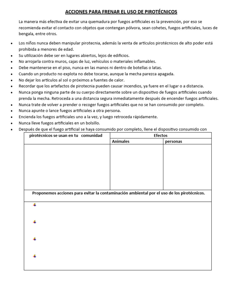 ACCIONES PARA EL USO DE PIROTECNICOS | PDF
