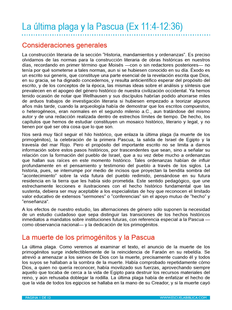 EXODO La-Ultima-Plaga-Y-La-Pascua | PDF | Moisés | Libro del éxodo