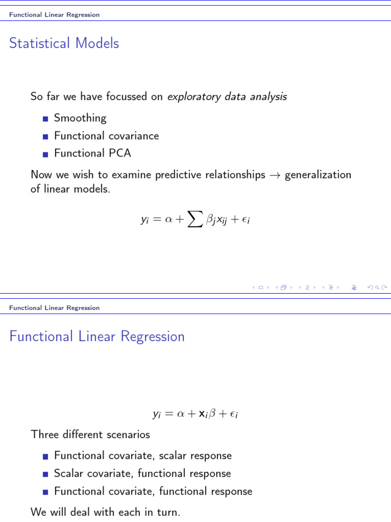 Lecture 14 Functional Linear Models | PDF | Linear Regression | Regression Analysis