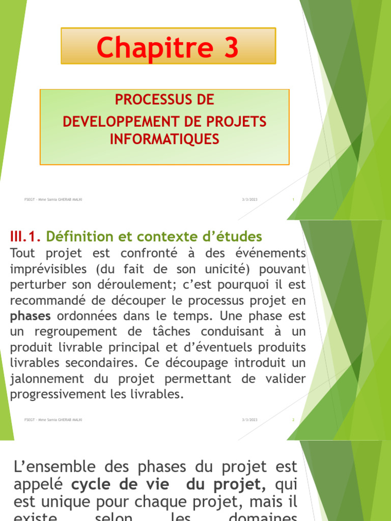 Chap 3 - Conduite de Projets | PDF | Développement de logiciel | Planification