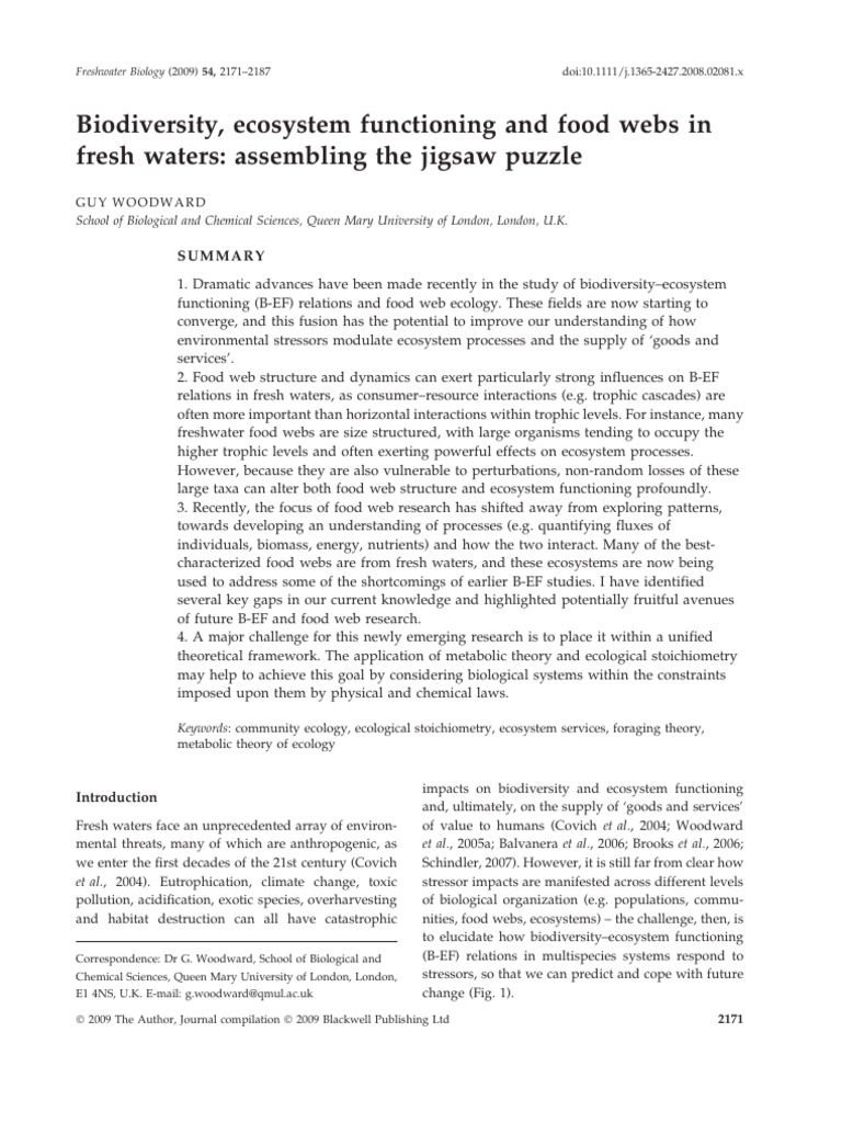2009-Biodiversity, Ecosystem Functioning and Food Webs in Fresh Waters ...