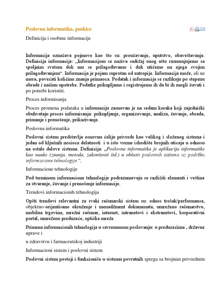 Poslovna Informatika | PDF