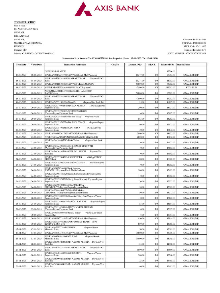 Account STMT XX1841 12042024 | PDF | Payments | Institutional Investors