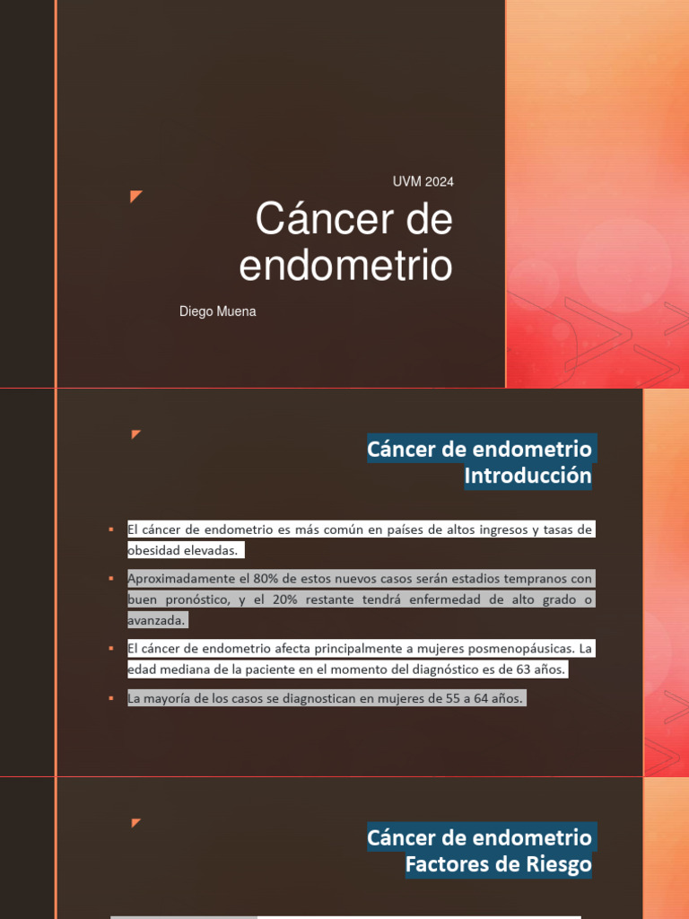 Cáncer de Endometrio: Diagnóstico y Riesgos | PDF | Cáncer ...