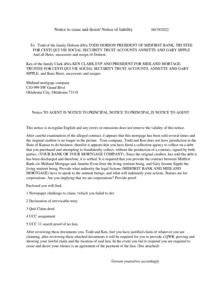 Notice to Bank | Download Free PDF | Business Law | Private Law