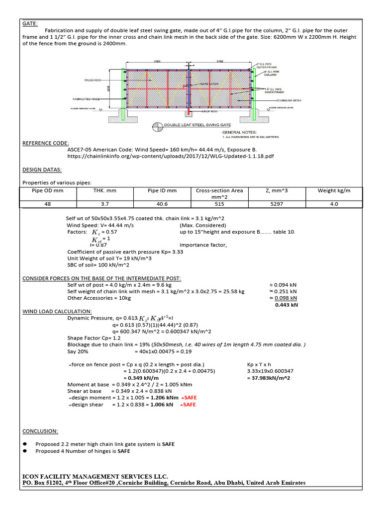 Calculation of Double Leaf Swing Gate | PDF | Applied And ...