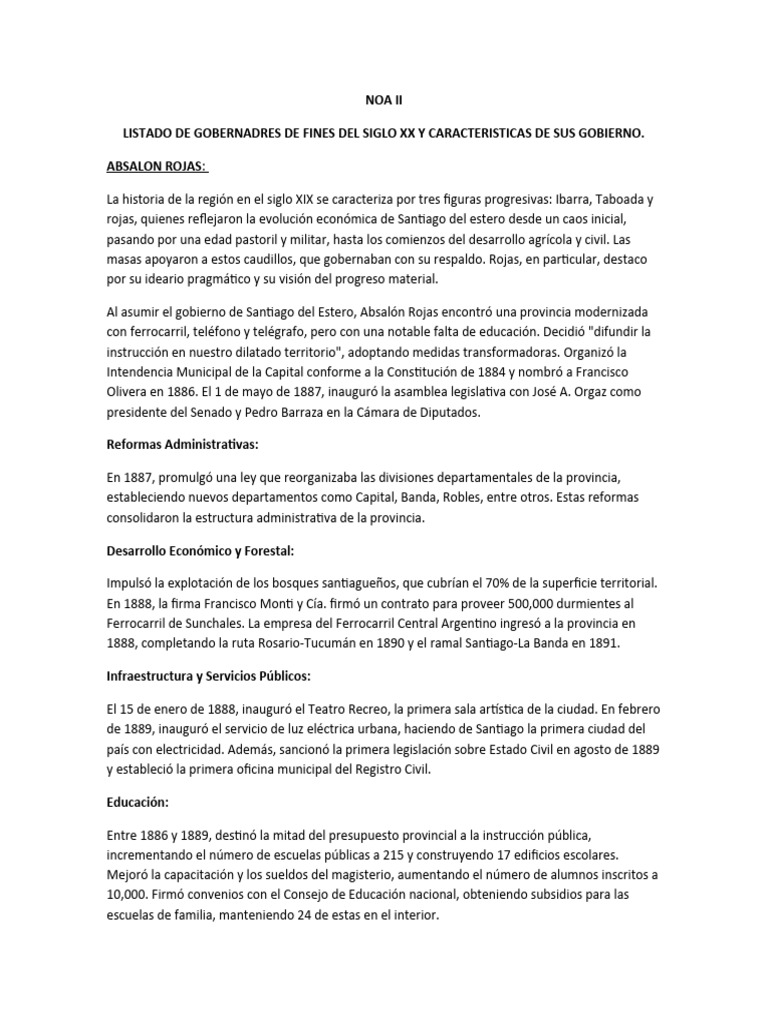 Gobernadores de Santiago del Estero: Rojas y Ruiz | PDF | Gobierno