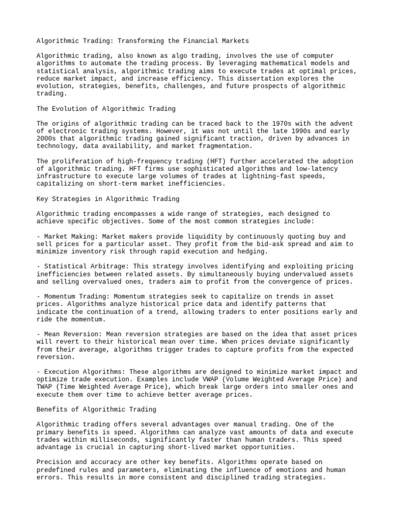 Algorithmic Trading | PDF | Algorithmic Trading | High Frequency Trading