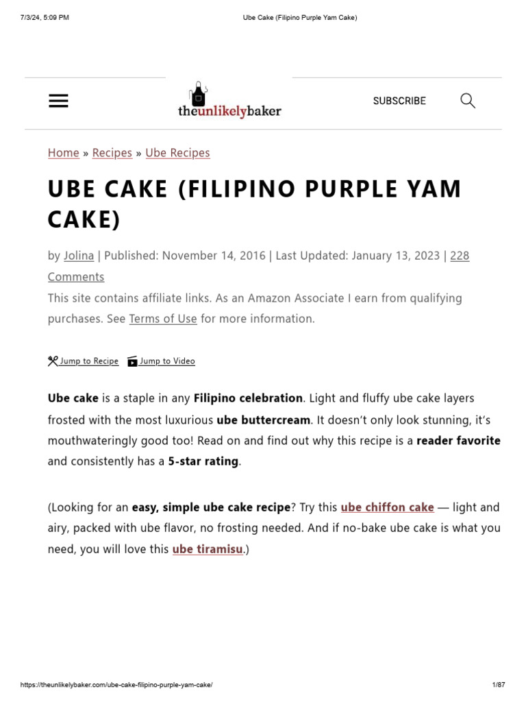 Ube Cake (Filipino Purple Yam Cake) | PDF | Cakes | Meringue