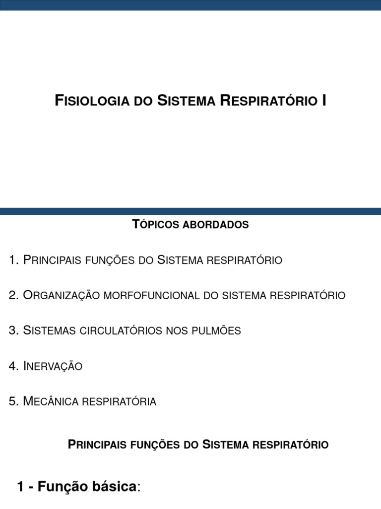 Fisiologia Do Sistema Respiratorio I Pdf Sistema Respiratório