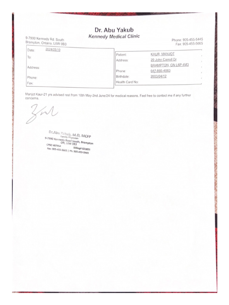Medical Note | PDF