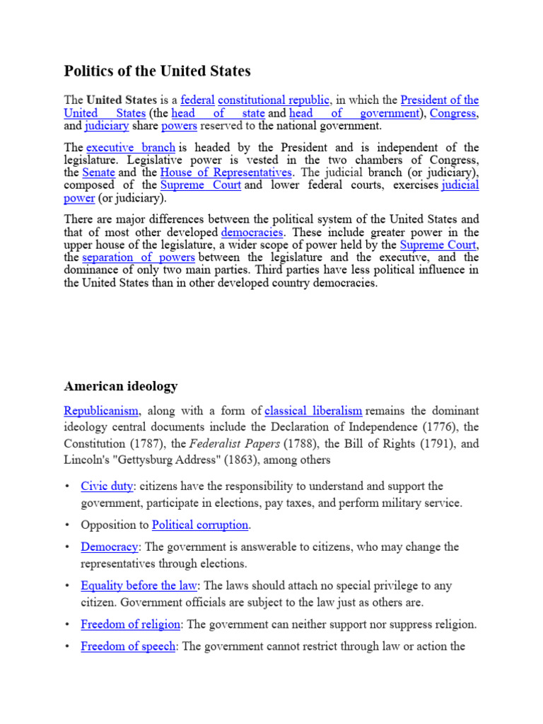 Lecture 7 Political System and Elections of The USA | PDF | Political ...