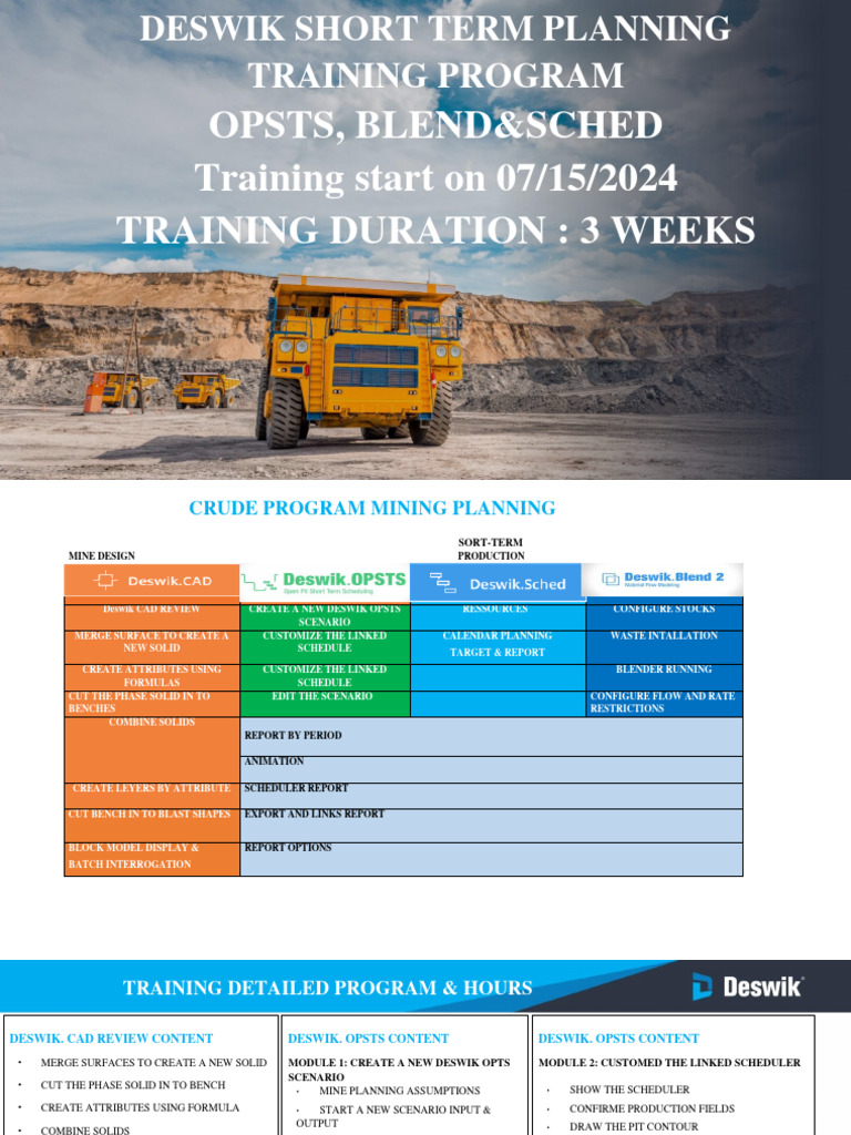 Deswik Short-Term Planning Training 2024 | PDF | Artificial ...