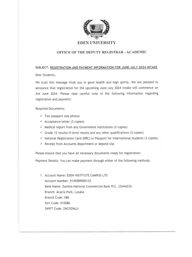 Registration Memo 1 | PDF