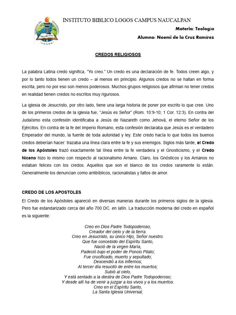 Credos Religiosos en la Teología Cristiana | PDF | arrianismo | Iglesia ...