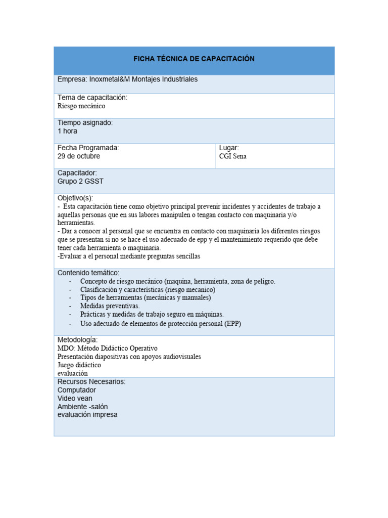 Formato de Riesgo mecanico | PDF Formato de Riesgo mecanico | PDF