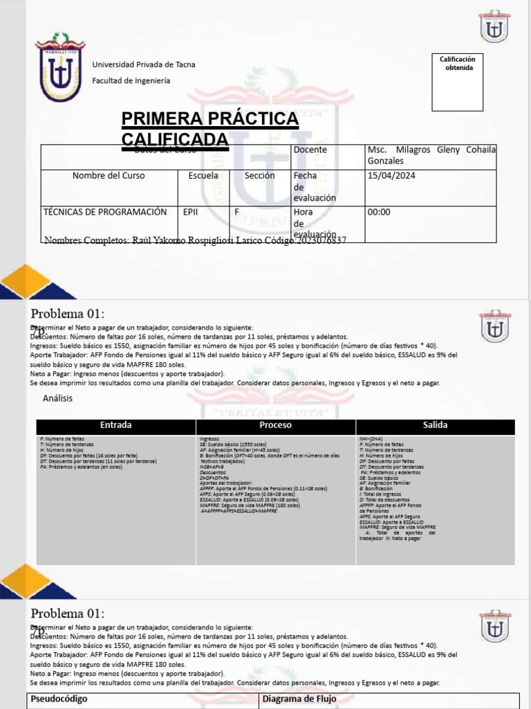 Primera Práctica Calificada | PDF | Pensión | Algoritmos