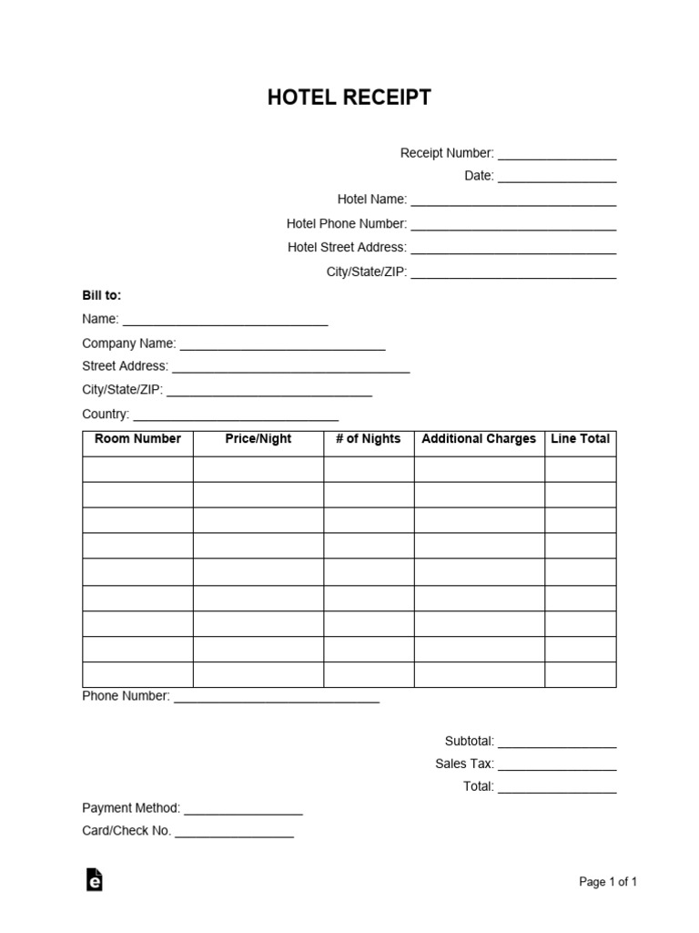 Hotel Receipt Template | PDF | Law