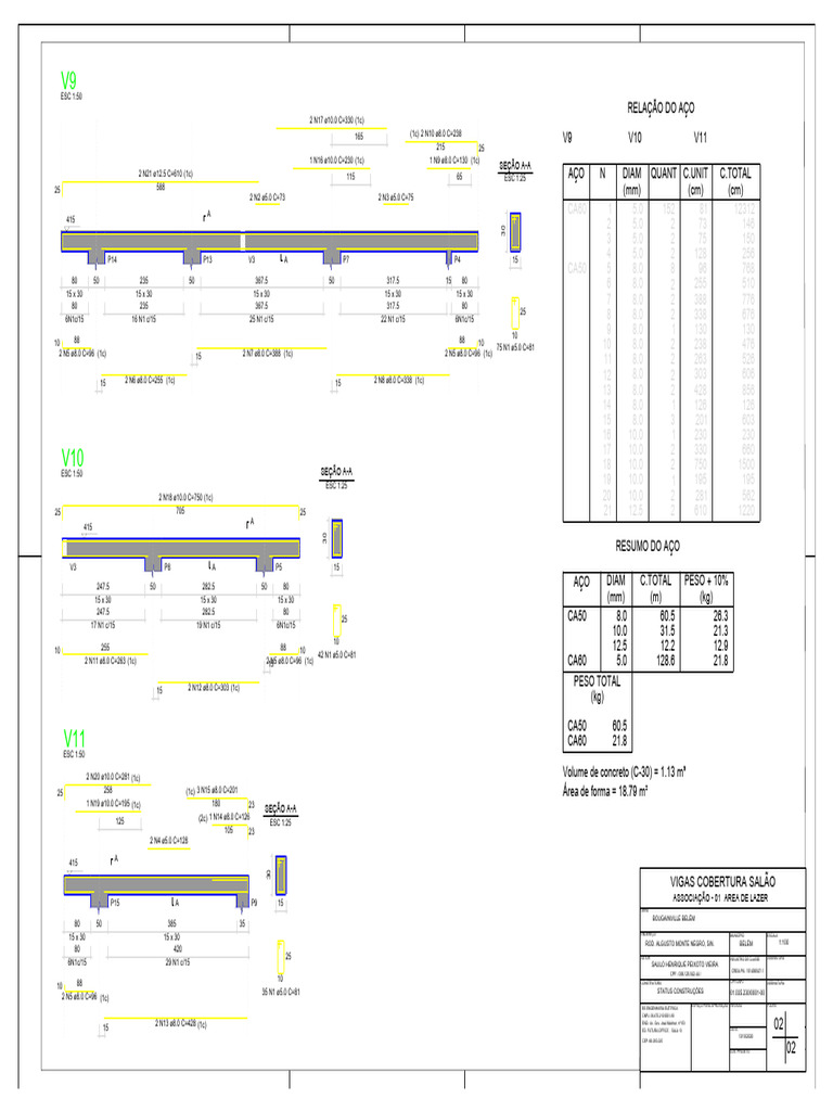 Vigas Cobertura 02-02 - Salão-Layout1 | PDF