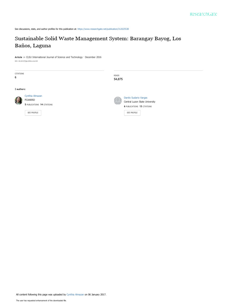 Sustainable_Solid_Waste_Management_System_Barangay | PDF | Waste ...