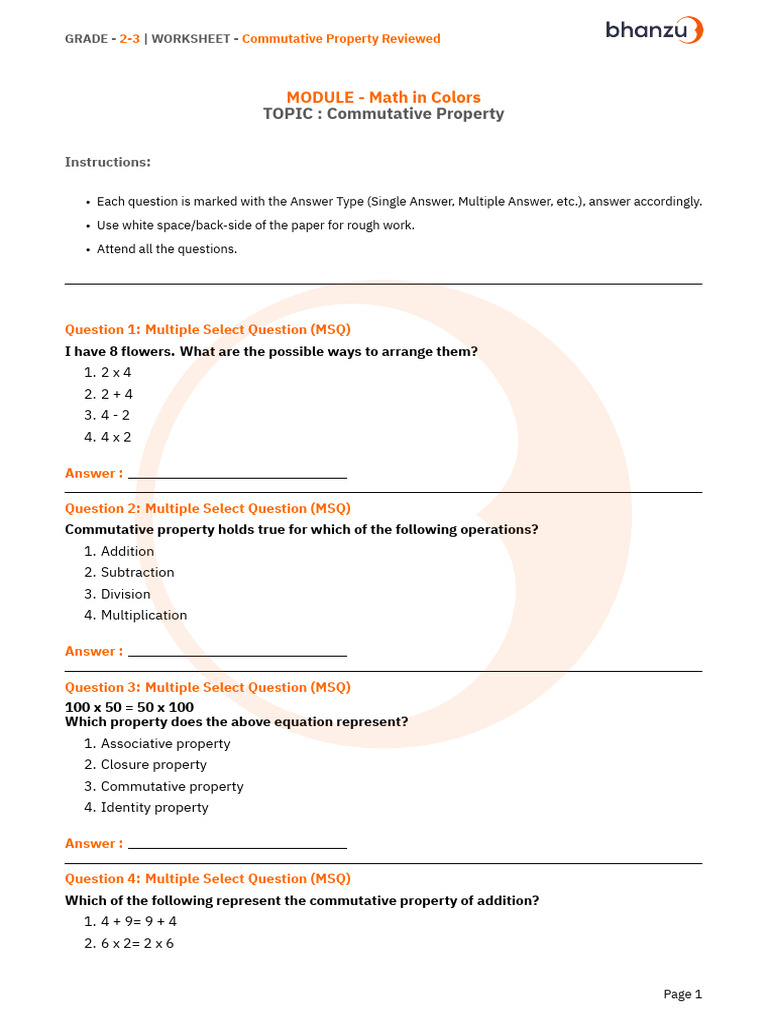 W Commutative Property Reviewed | PDF | Mathematical Objects | Abstract ...