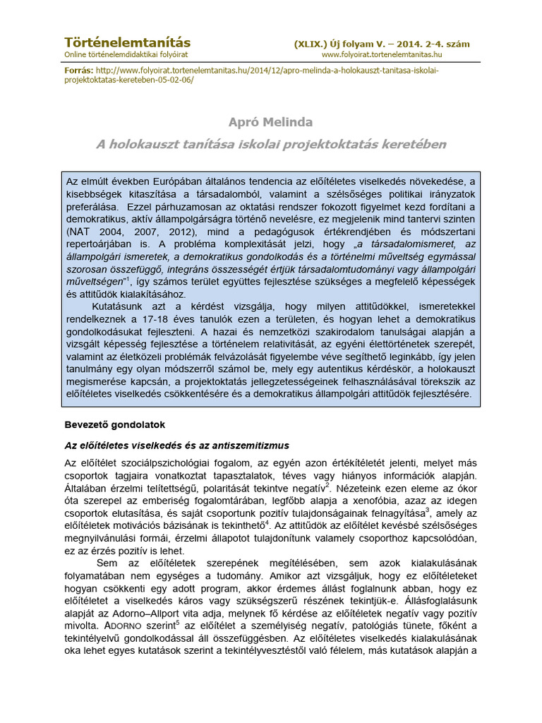 Holokauszt Tanítás 05 - 02 - 06 - Apro | PDF