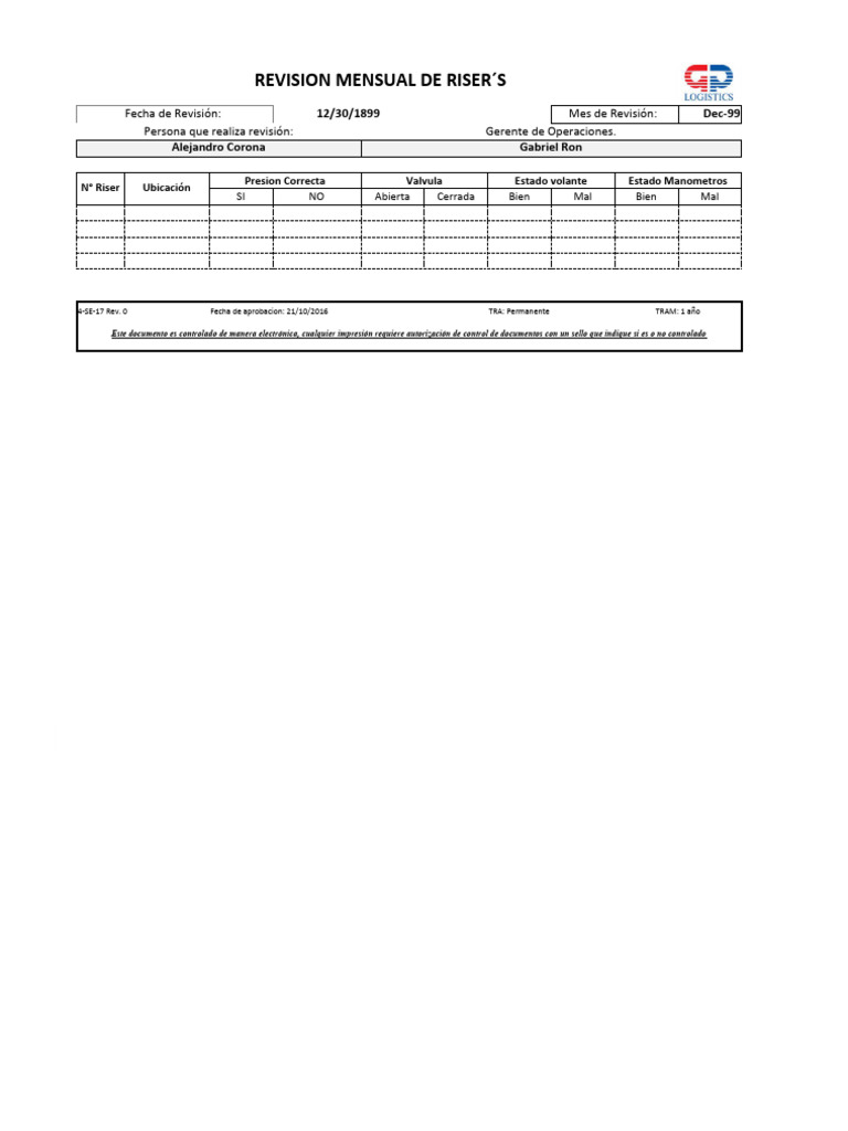 4-SE-17 Rev. 0 Revision Mensual Risers | PDF