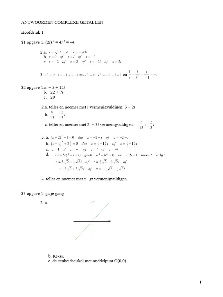 Antwoorden Complexe Getallen | PDF