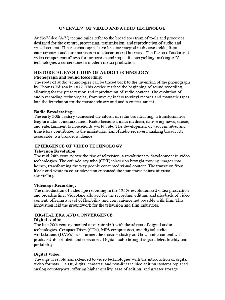 Basics of Audio and Video Editing | PDF | Video | Sound Recording And ...