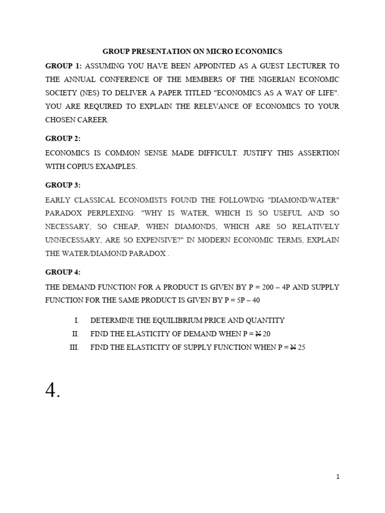 Micro Group Assignment | PDF | Demand | Supply (Economics)