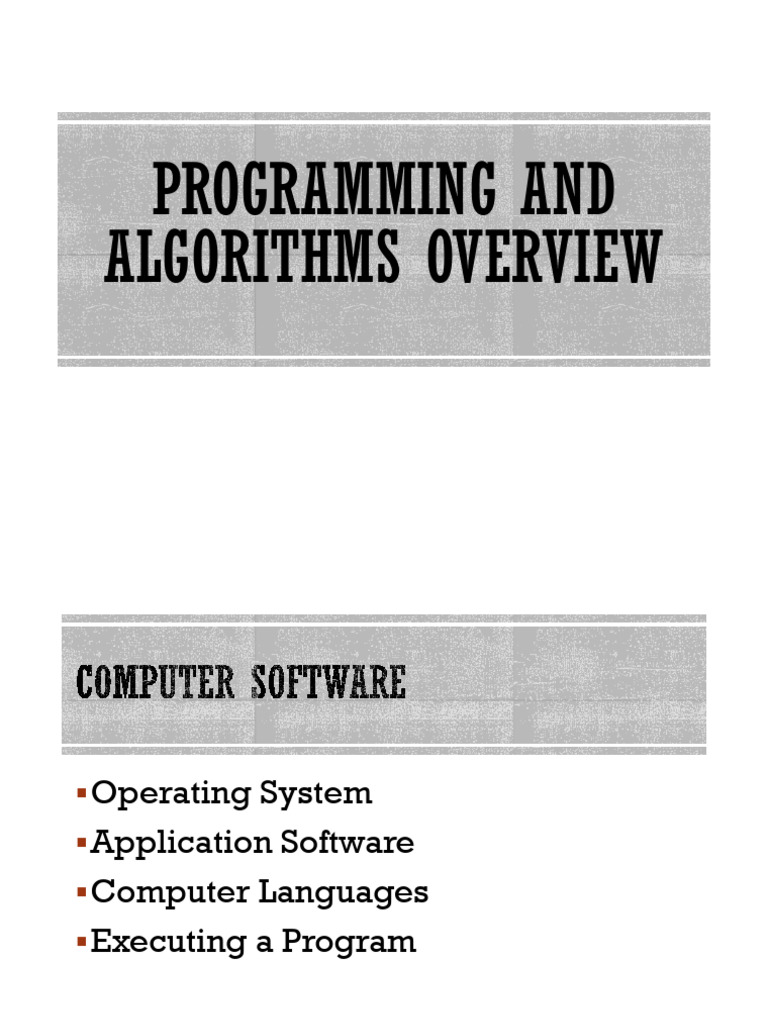 Programming And Algorithms Overview Pdf Computer Program Programming