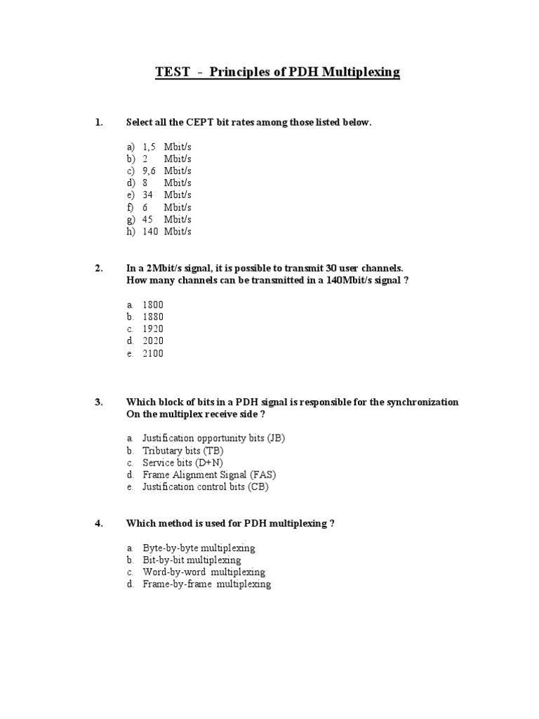 PDH Multiplexing Principles | PDF | Networks | Physical Layer Protocols