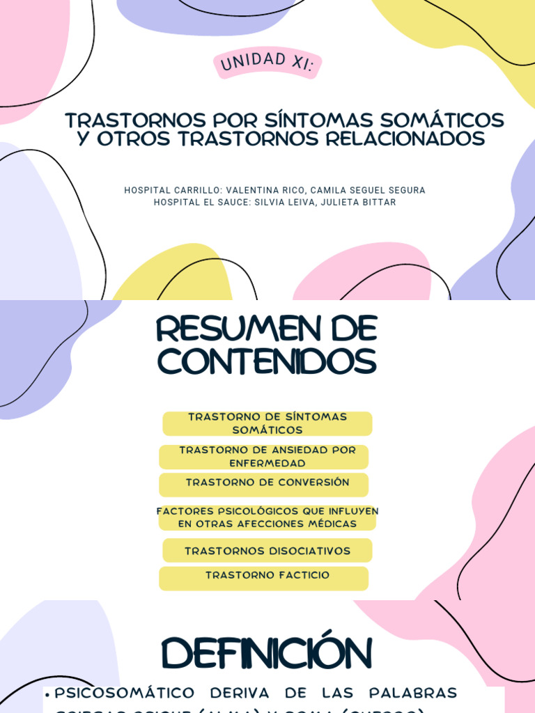Trastornos Por Síntomas Somáticos y Otros Trastornos Relacionados - Presentacion Psicopatologia ...
