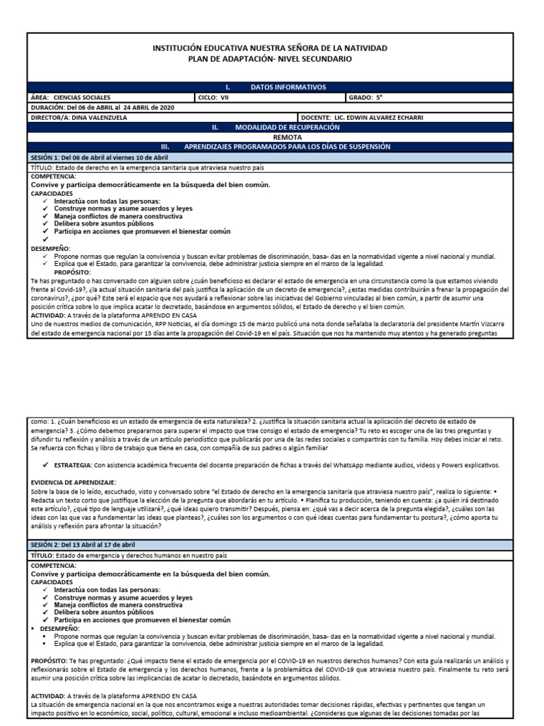 Formato virtual DPCC 5° | PDF | Derechos humanos | Estado (política)