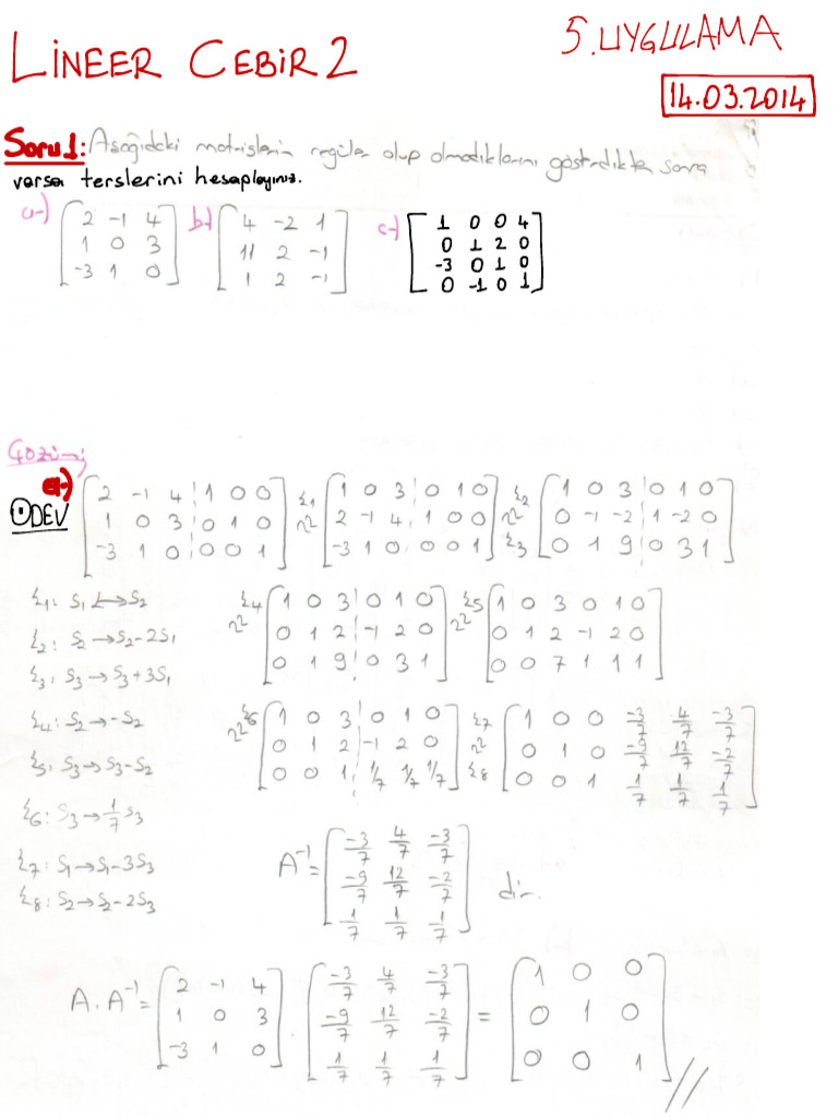 Lineer Cebir 2 - 5.uygulama-14.03.2014 | PDF