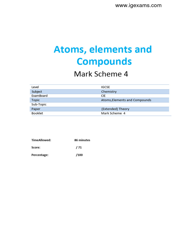4.4 Atoms Elements and Compounds MS IGCSE CIE Chemistry Extended Theory ...
