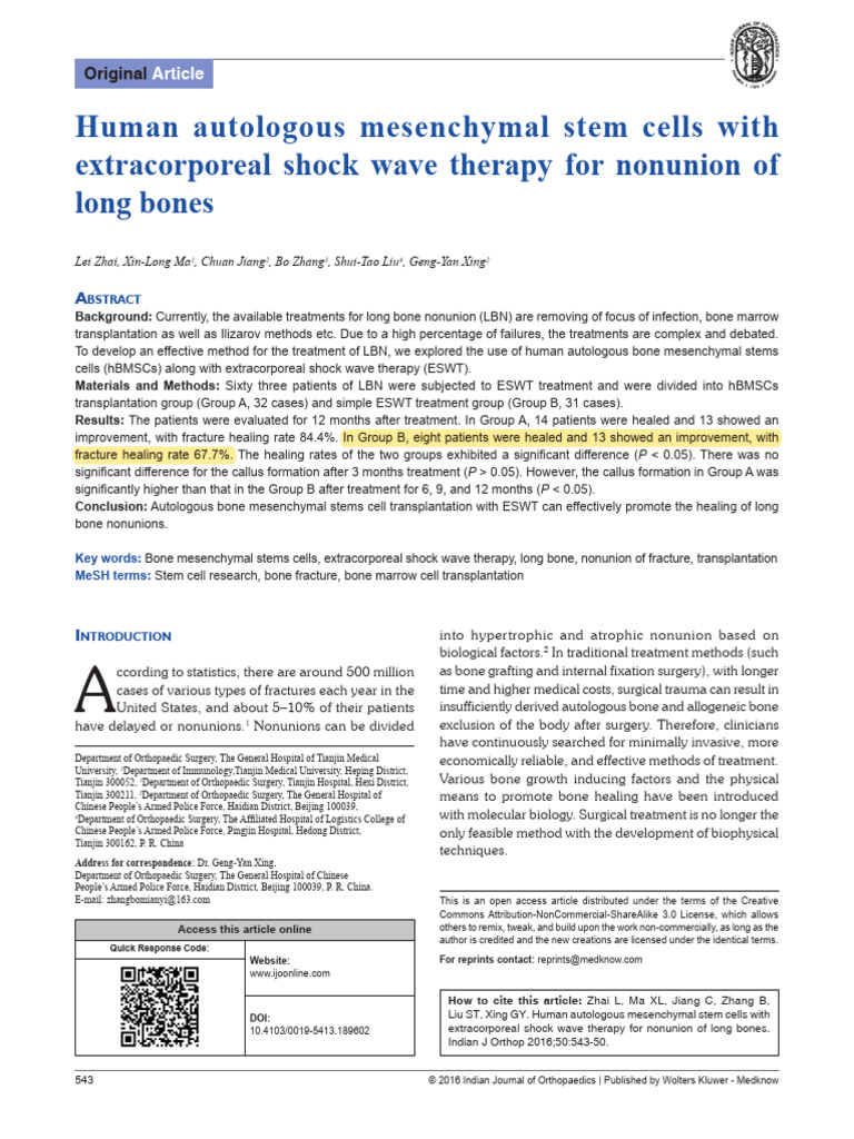 RCT Zhai - Human autologous mesenchymal stem cells with extracorporeal ...
