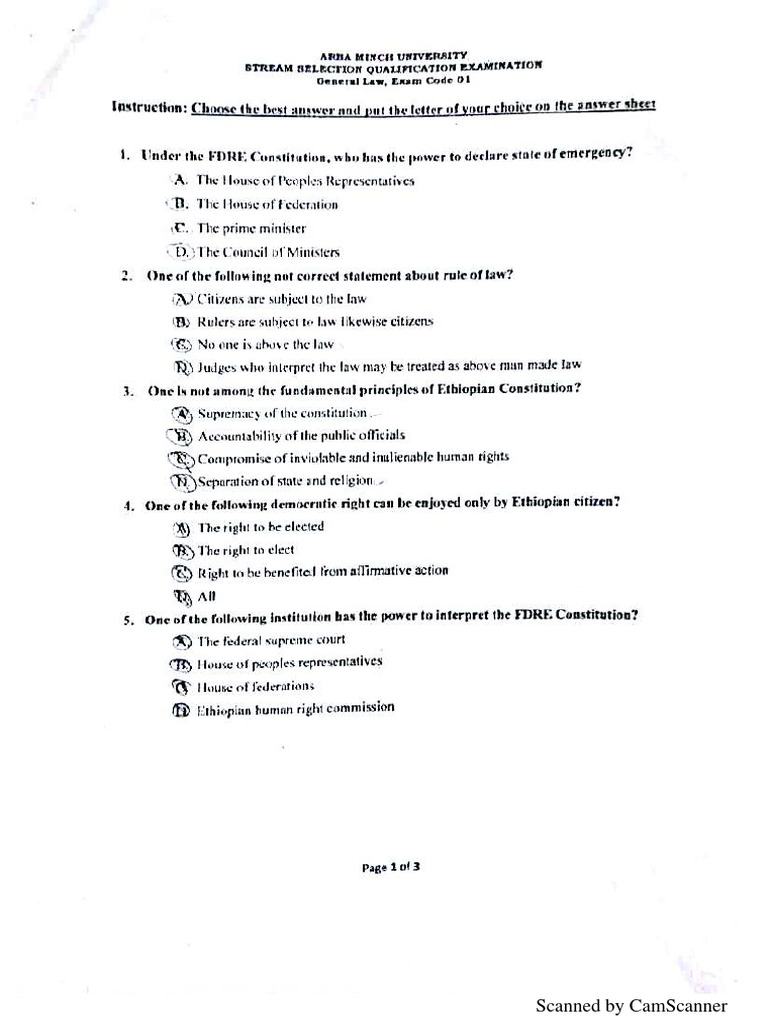 Law COC Exam Questions & Answers | PDF