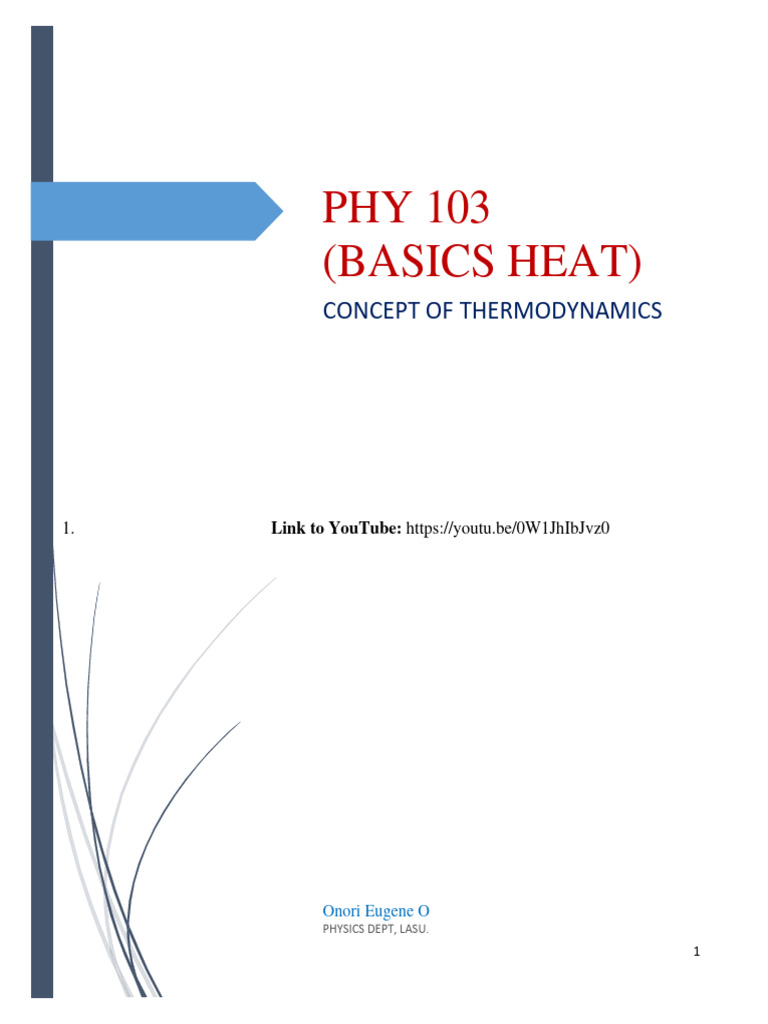 Phy 103 (Basic Heat) Concepts of Thermodynamics | PDF | Heat | Thermodynamics