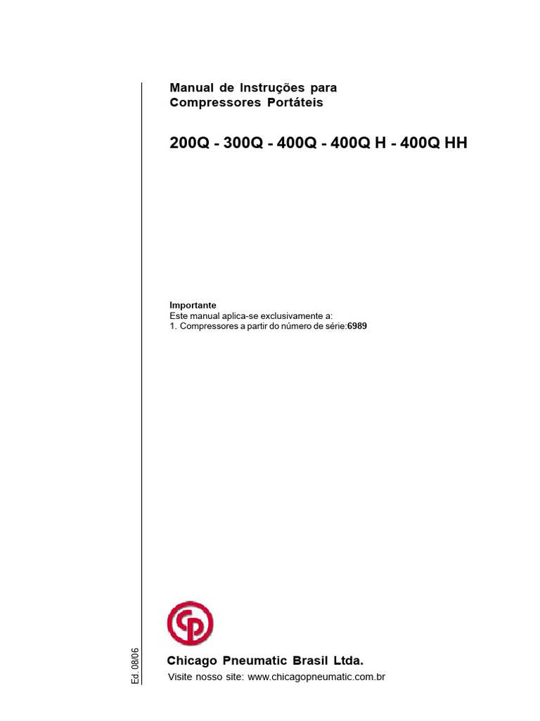 MANUAL - 200Q 400Q - NS 6989 Fase2 - ED 2006-08 | PDF | Motores | Parafuso