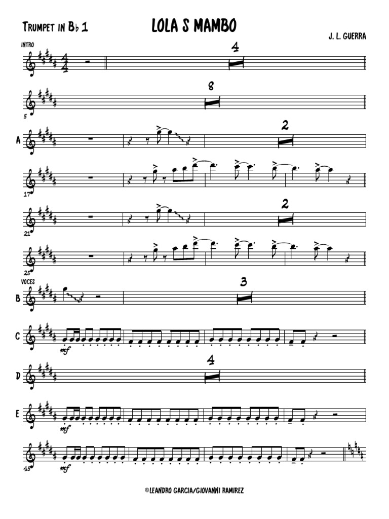 Lola S Mambo - 008 Trumpet in BB 1 | PDF | Foreign Language Studies ...