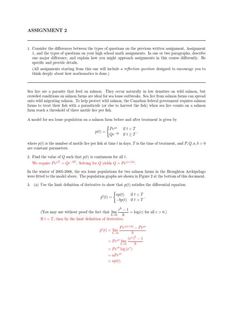Assignment 2 Sample Solutions | PDF | Salmon | Applied Mathematics