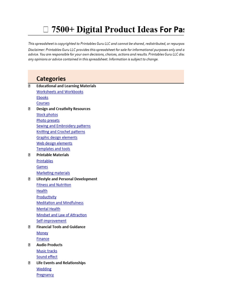 7500 Digital Products Ideas To Sell Online | PDF | Calligraphy ...