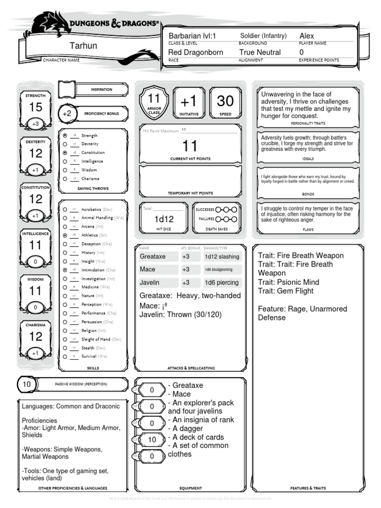 D&D sheet example | PDF